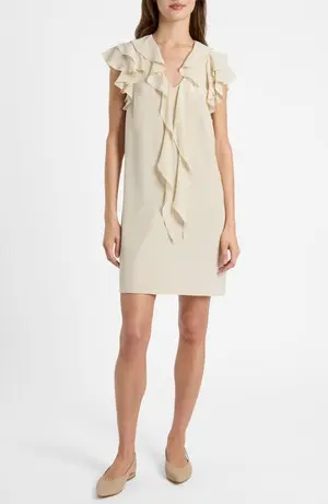 Santorelli Denise Silk Ruffle Shift Dress
