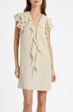 Santorelli Denise Silk Ruffle Shift Dress