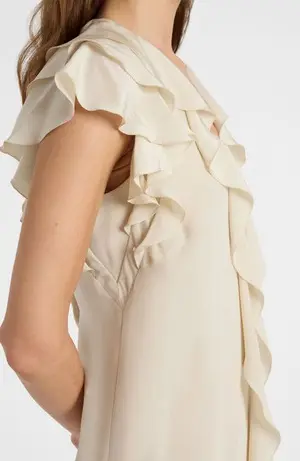 Santorelli Denise Silk Ruffle Shift Dress