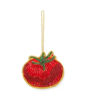 MATR BOOMIE Larissa Plush Tomato Beaded Fabric Ornamentembroide - Red