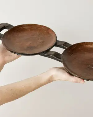KANJU INTERIORS Bamenda Duo Circular Wooden Serving Tray