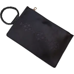 AMASOUK Layla Embroidered Clutch With Braided Handle