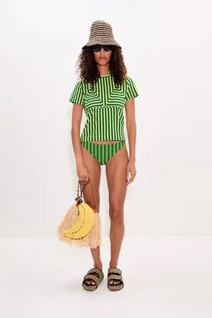 SIMONMILLER Kini Striped Cotton Jersey T-shirt - Lime Stripe