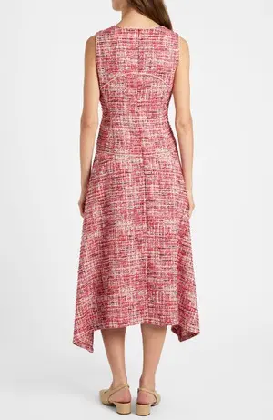 Santorelli Enza Midi Sleeveless Handkerchief Dress In Modern Tweed