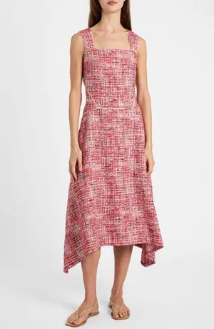 Santorelli Enza Midi Sleeveless Handkerchief Dress In Modern Tweed