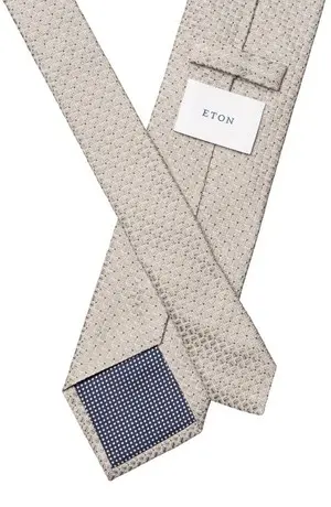 Eton Micro Geo Silk Neck Tie - Light Grey