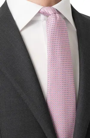Eton Micro Silk Jacquard Neck Tie - Medium Pink