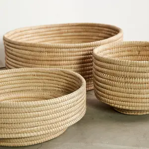 KANJU INTERIORS Woven Dengu Basketset Of 3