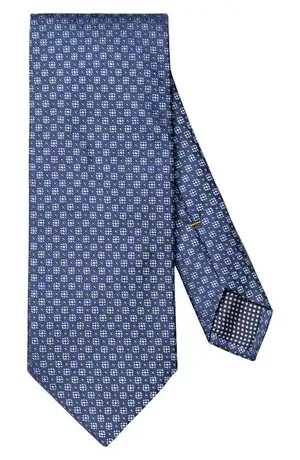 Eton Micro Floral Silk Neck Tie - Dark Blue