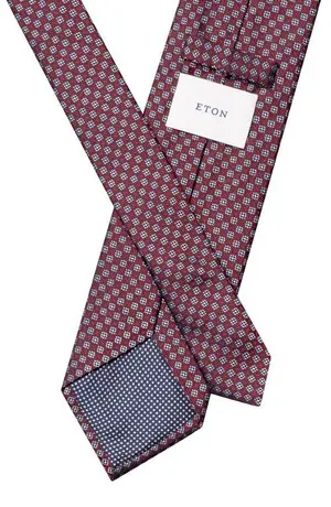 Eton Micro Floral Silk Neck Tie - Red
