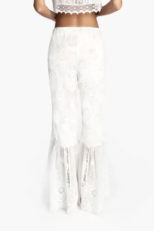 Anna Sui Cottage Rose Lace Bell-bottom Pants