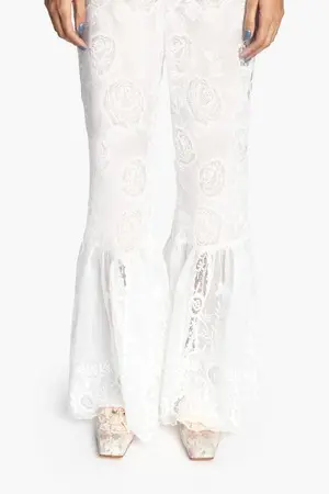 Anna Sui Cottage Rose Lace Bell-bottom Pants