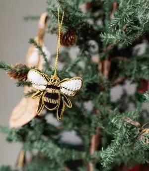 MATR BOOMIE Larissa Plush Bee Beaded Felt Ornamentembroidered