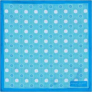 Robert Talbott York Geo Herringbone Pocket Square Blue