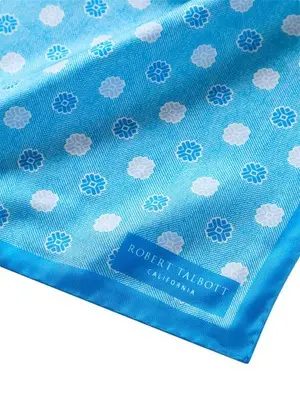Robert Talbott York Geo Herringbone Pocket Square - Blue