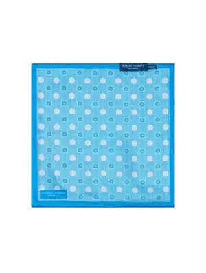 Robert Talbott York Geo Herringbone Pocket Square - Blue