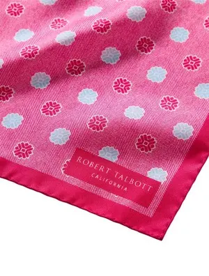Robert Talbott York Geo Herringbone Pocket Square - Pink
