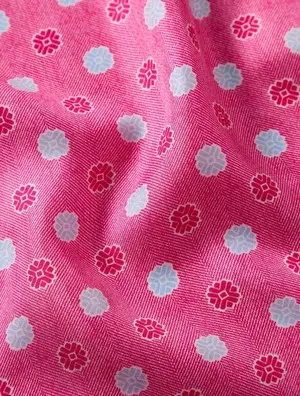 Robert Talbott York Geo Herringbone Pocket Square - Pink