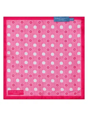 Robert Talbott York Geo Herringbone Pocket Square - Pink