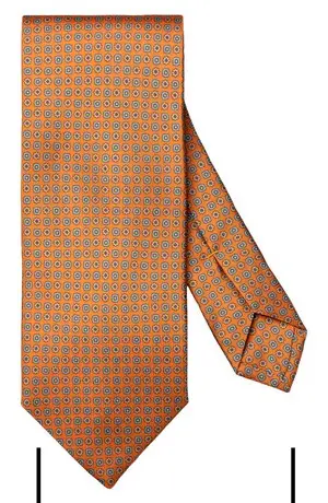 Eton Micro Floral Silk Neck Tie - Medium Orange