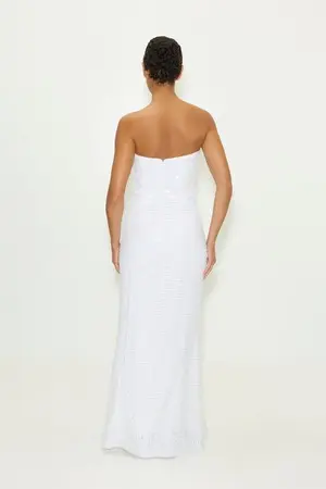 SIMONMILLER Sculptural Sequin Strapless Gown - Macadamia