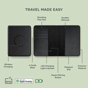 SATECHI Vegan Leather Findall Passport Cover - Black