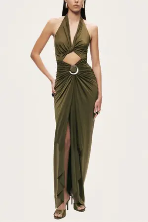 NOCTURNE Cut-out Halter Maxi Dress