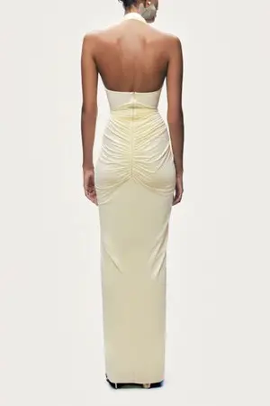 NOCTURNE Cut-out Halter Maxi Dress - Yellow