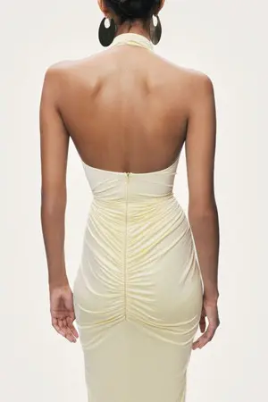 NOCTURNE Cut-out Halter Maxi Dress - Yellow