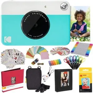 KODAK Printomatic Instant Camera Bundle With Zink Paper And Accessories - Blue