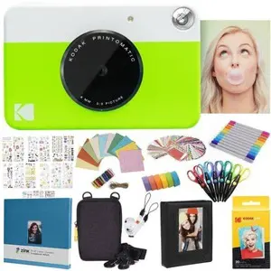KODAK Printomatic Instant Camera Bundle With Zink Paper And Accessories - Green