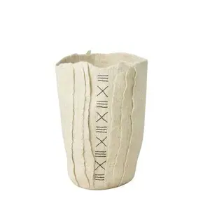 KANJU INTERIORS Zulu Hand-felted Wool Floor Vase - Ivory