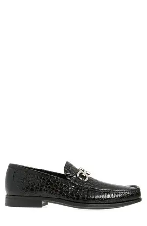 FERRAGAMO Croc Embossed Patent Leather Loafer