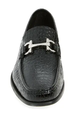FERRAGAMO Croc Embossed Patent Leather Loafer