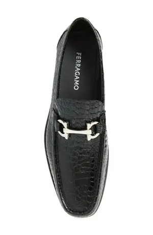FERRAGAMO Croc Embossed Patent Leather Loafer