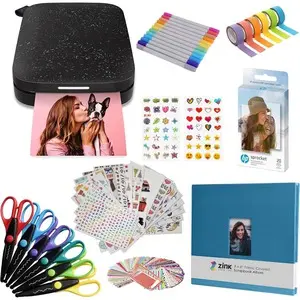 HP Sprocket Portable Photo Printer Bundle With Zink Paper And Carrying Case - Black