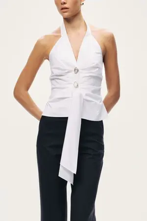 NOCTURNE Halter Neck Tie Detail Blouse