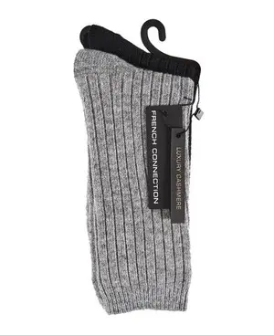 French Connection Cashmere Blend Crew Sock 2-pack - Grey Black