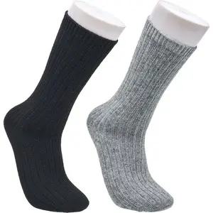 French Connection Cashmere Flat Crew Sock 2-pack - Grey Black