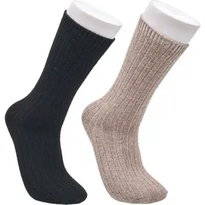 French Connection Cashmere Flat Crew Sock 2-pack Tan Black