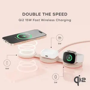 SATECHI Onthego 3 In 1 Charger - Desert Rose