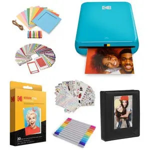 KODAK Step Instant Photo Printer Bundle With Zink Paper, Album, Frames, Markers, And Stickers - Blue