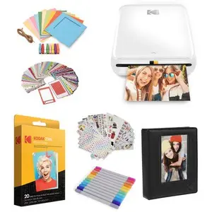 KODAK Kodak Step Instant Photo Printer Bundle With ZINK Paper, Album, Frames, Markers, And Stickers White