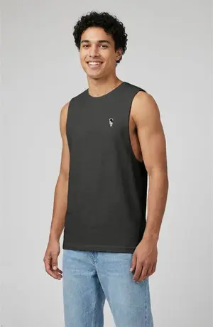 DALIX Astronaut Embroidered Lightweight Jersey Tank - Charcoal