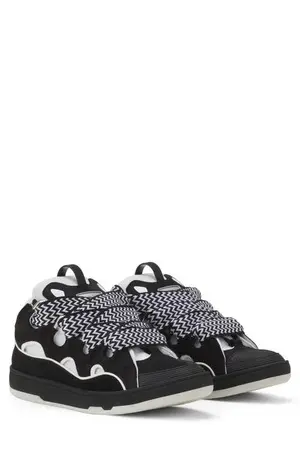 LANVIN Curb Leather Sneakers - Black/white