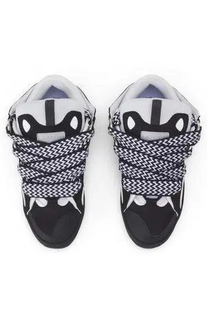 LANVIN Curb Leather Sneakers - Black/white