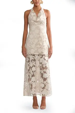 AMUR Calypso Cowl Neck Maxi Dress