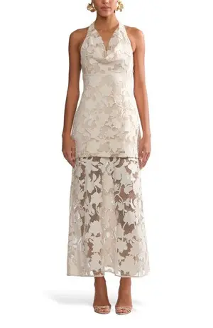 AMUR Calypso Cowl Neck Maxi Dress