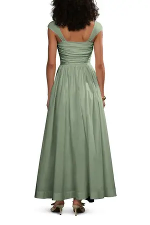 AMUR Galilea Ruched Sweetheart Neck Cap Sleeve Ankle-length Dress - Stem