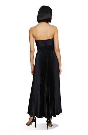 AMUR Sweetheart Neck Sleeveless Pleated Tea-length A-line Dress